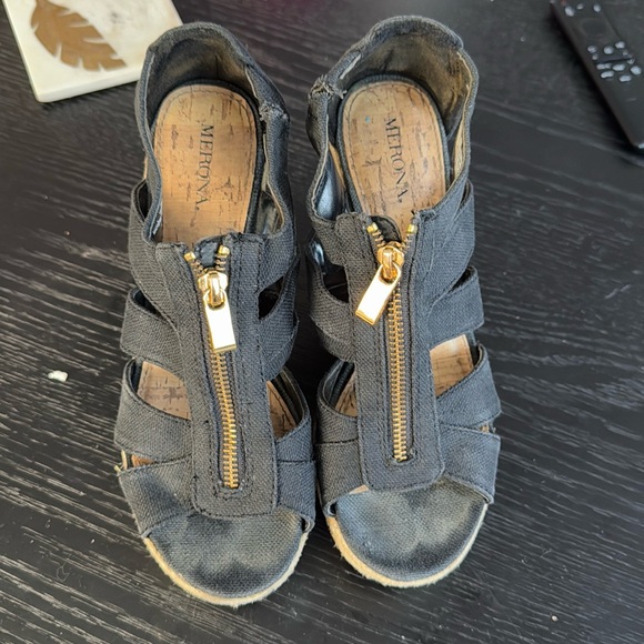 Merona | Shoes | Merona Womens Black Zip Up Wedges | Poshmark